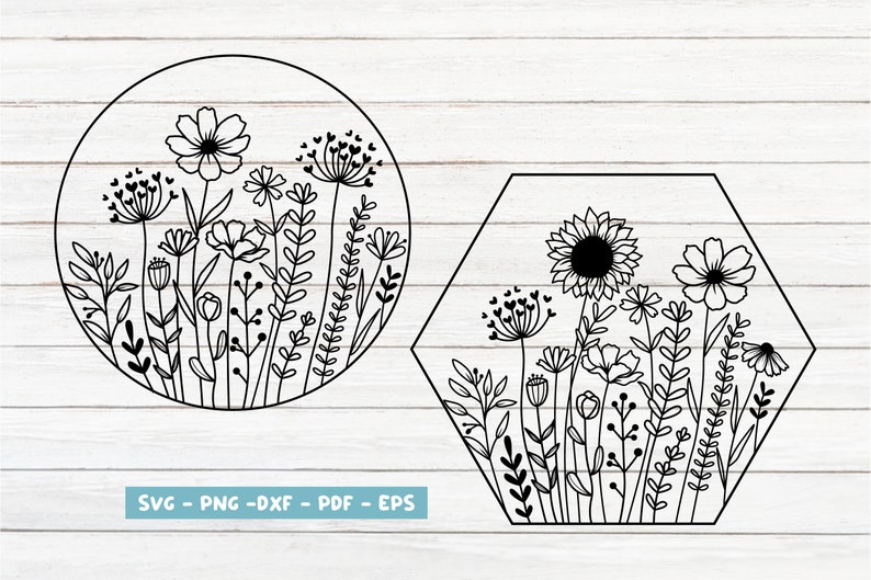 Flower Svg Files Flower Frame Svg Floral Frame Bundle - Etsy