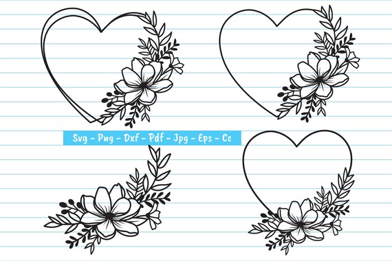 Flower Heart Svg Flower Svg Flower Heart Bundle Svg Flower | Etsy