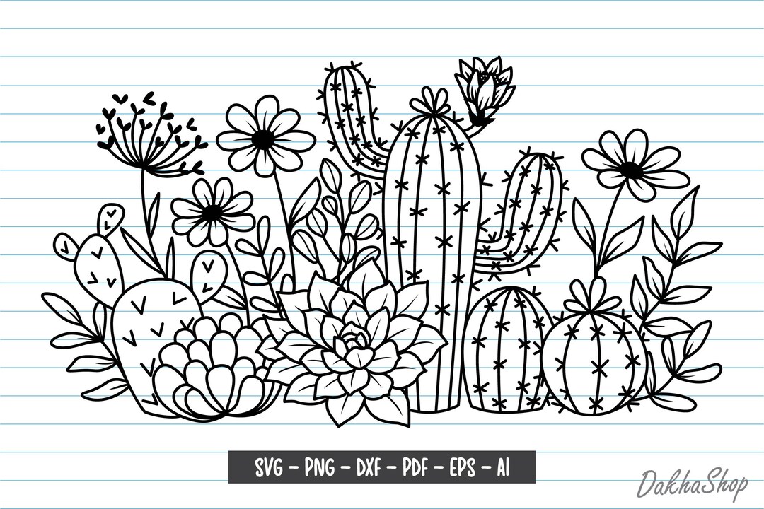Cactus Svg Files, Cactus Flower Svg, Cactus Wildflower Svg, Cactus ...