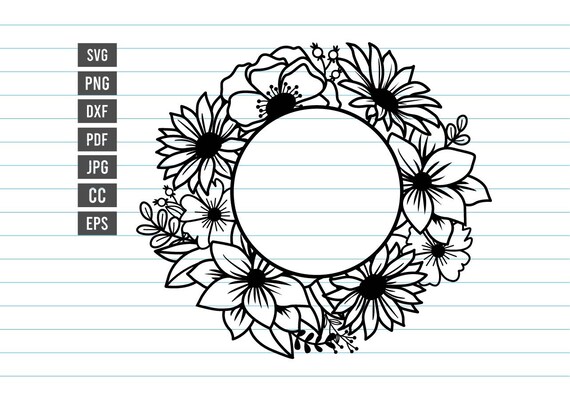 Flower Svg Files Floral Frame Svg Floral Monogram Floral - Etsy Canada