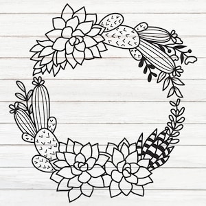 Cactus Frame Svg, Cactus Svg Files, Cactus Wreath Svg, Succulent Svg ...
