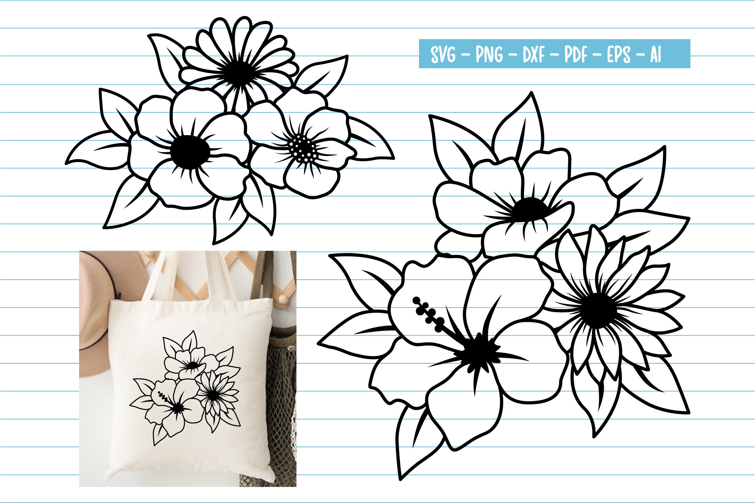 Flower Svg Files Floral Svg Flower Bouquet Svg Flower - Etsy
