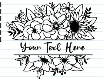Floral Split Svg, Flower Frame Svg, Flower Svg, Flower Border Svg ...