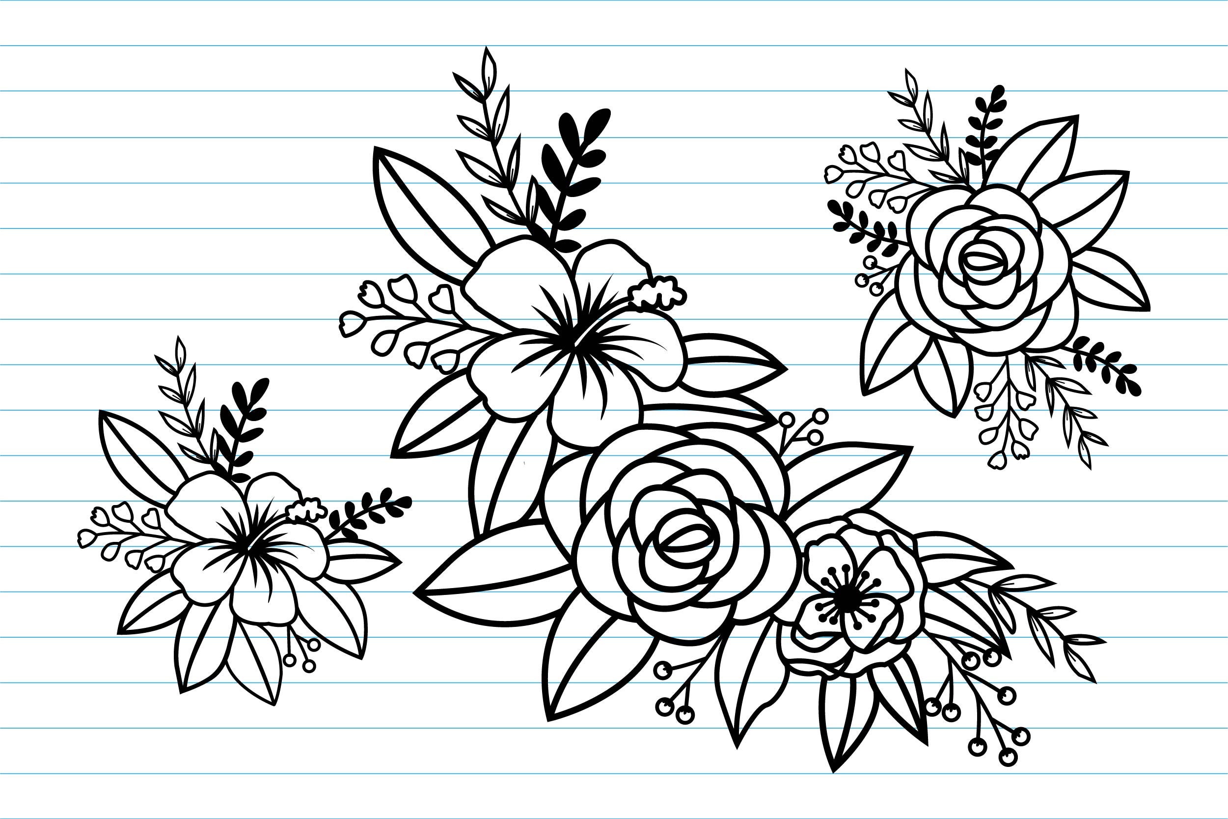 Flower Svg Flower Bouquet Svg Rose Hibiscus Flower Bundle | Etsy