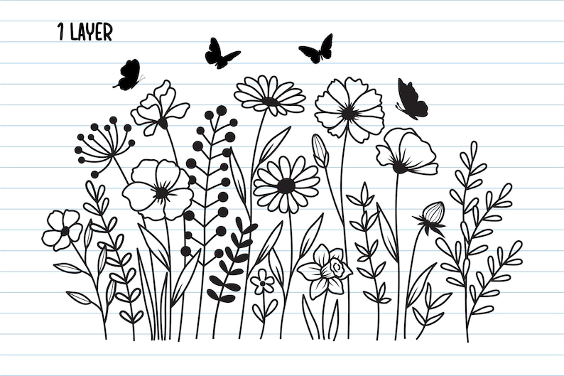 4 Flower Svg Bundle Wildflower Svg Flower Meadow Svg - Etsy
