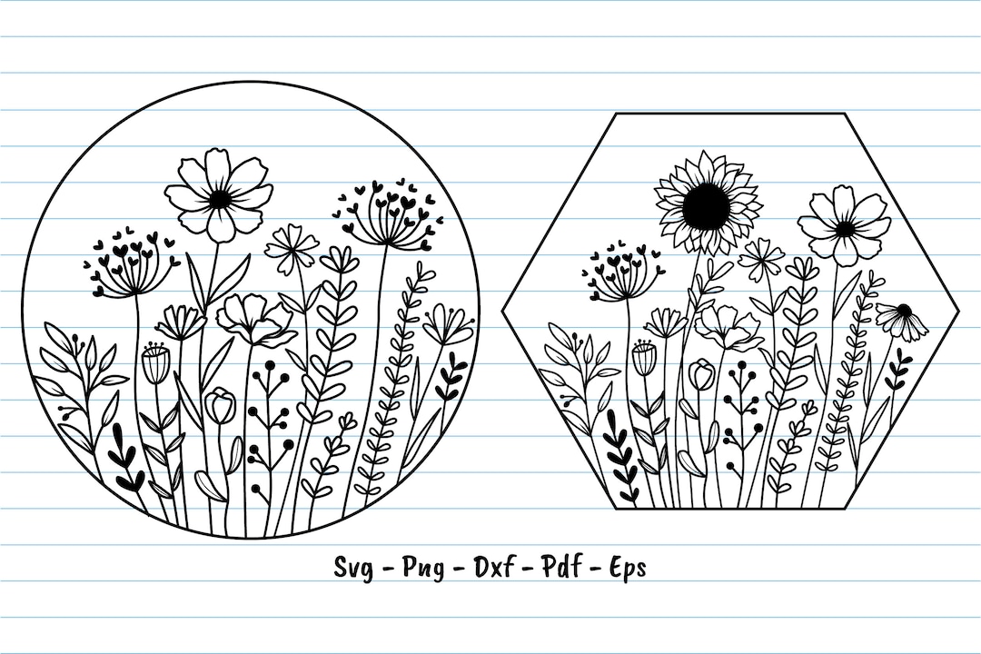 Flower Svg Files, Flower Frame Svg, Floral Frame Bundle Design, Flower ...
