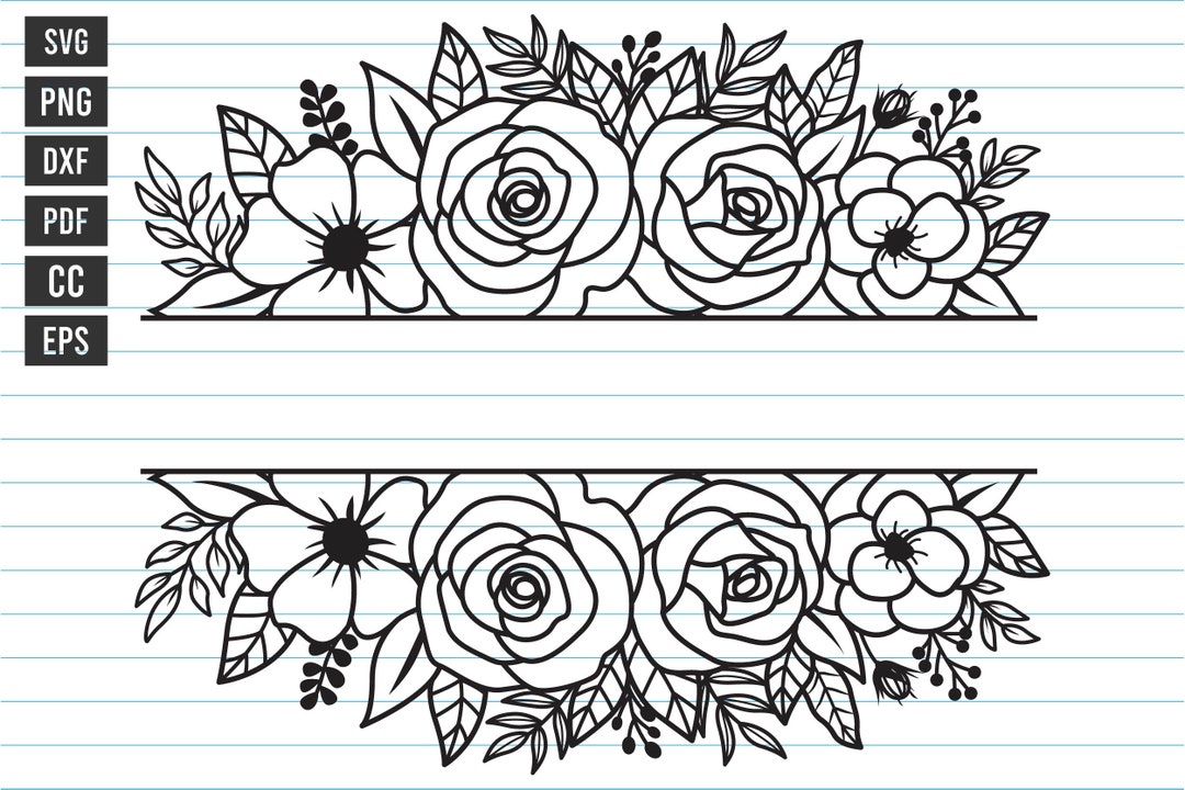 Split Floral Frame Svg, Floral Split Svg, Floral Frame Svg, Floral ...