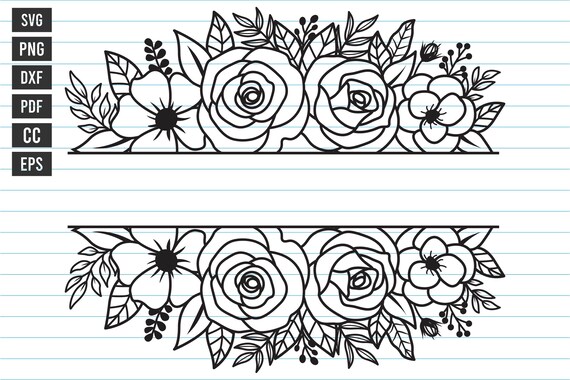 Split Floral Frame Svg Floral Split Svg Floral Frame Svg - Etsy