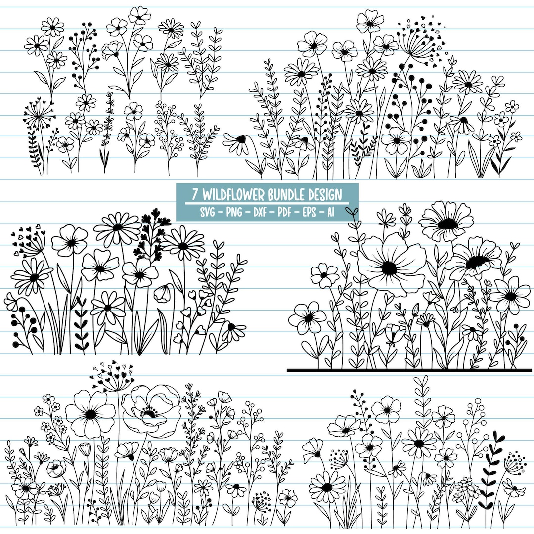 7 Wildflower Svg Bundle, Wildflower Svg Files, Flower Svg, Flower ...