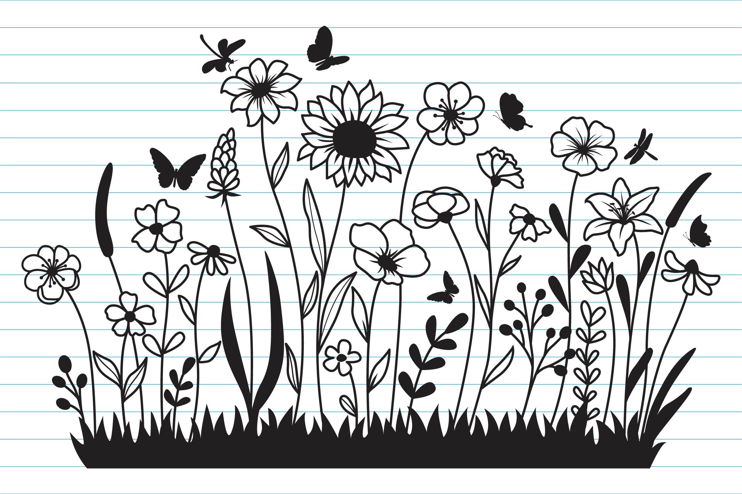 Flower Svg Files Wildflower Svg Hand Drawn Flower and - Etsy