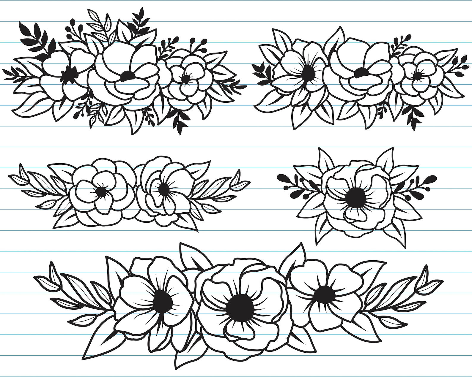 Flower Svg Bundle Flower Svg Flower Svg Files Flower Border - Etsy