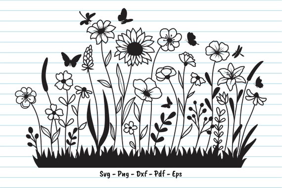 Flower Svg Files Wildflower Svg Hand Drawn Flower and - Etsy