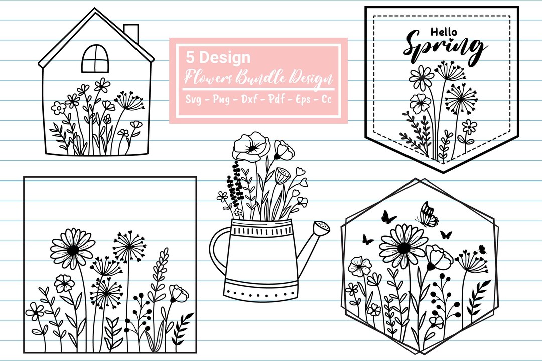 Flower Svg Bundle, Flower Svg Files, Wildflower Svg, Flower Svg, Flower ...