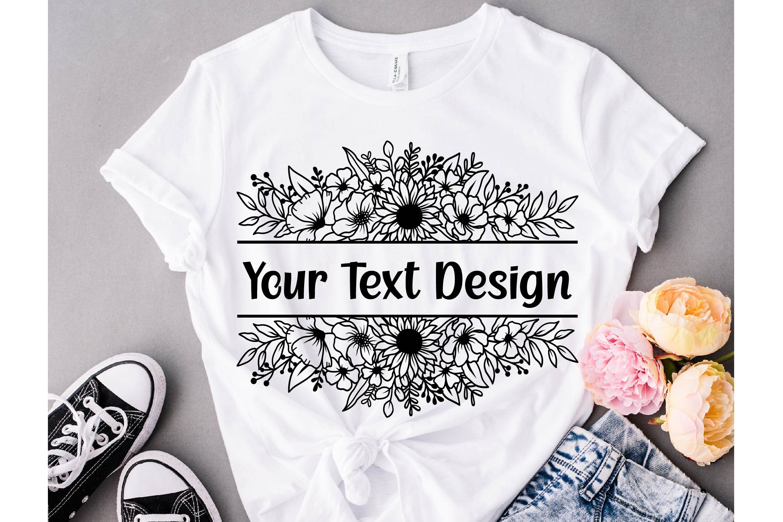 Flower Border Svg, Split Flower Frame Svg, Floral Frame Svg, Flower Svg ...