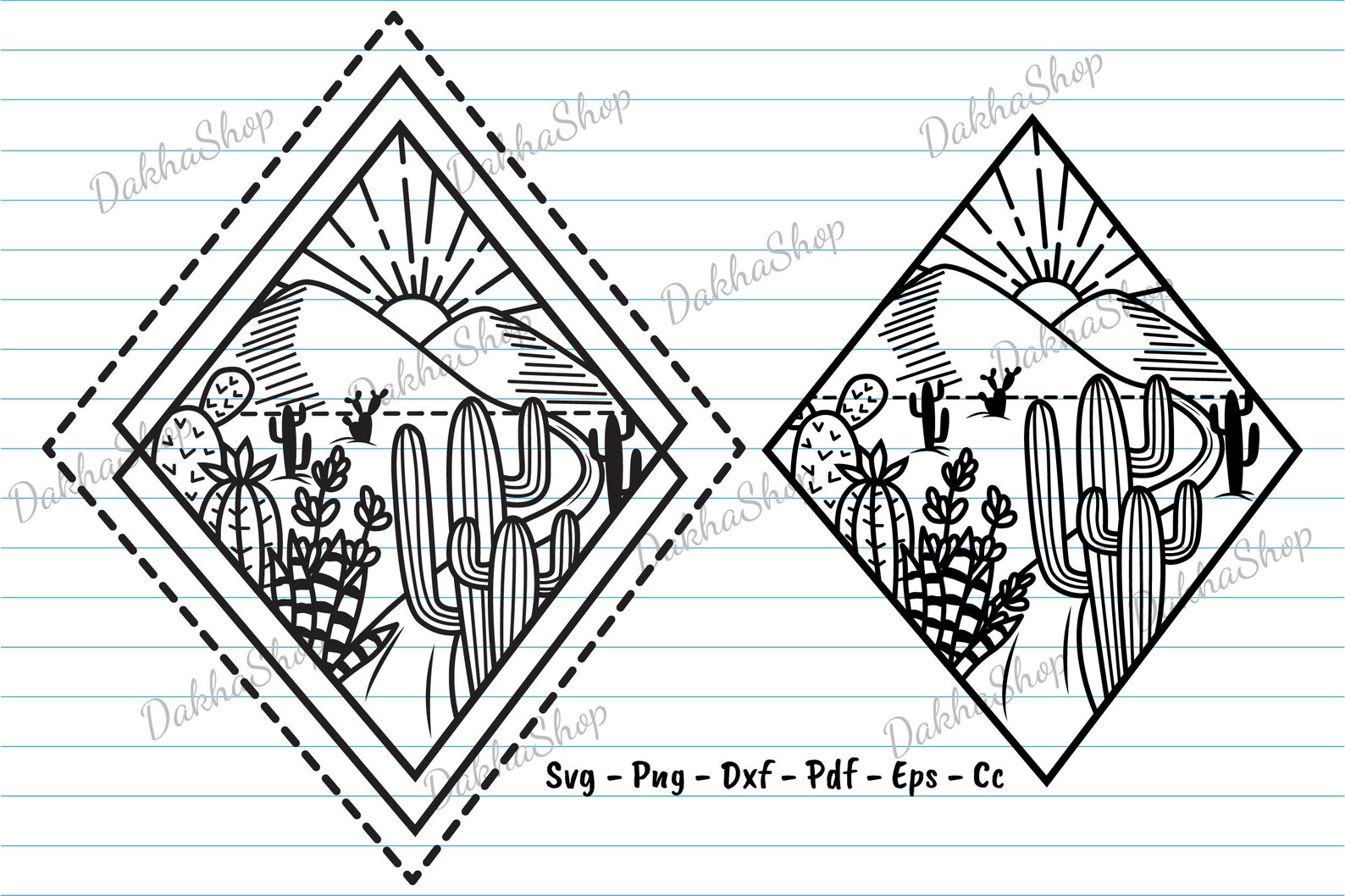 Cactus Svg Files Cactus Scene Svg Desert Scene Svg Mountian - Etsy