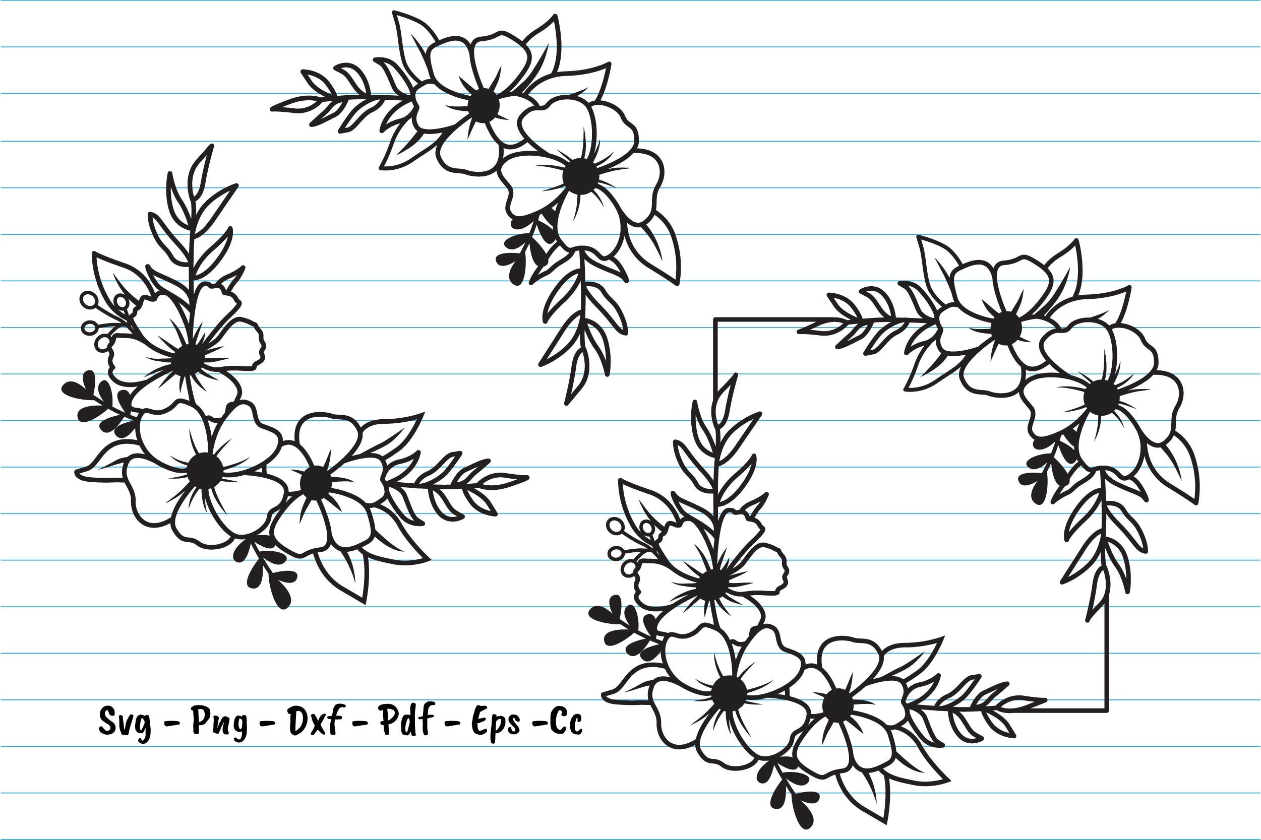Flower Svg Files Floral Svg Flower Frame Svg Flower Border - Etsy
