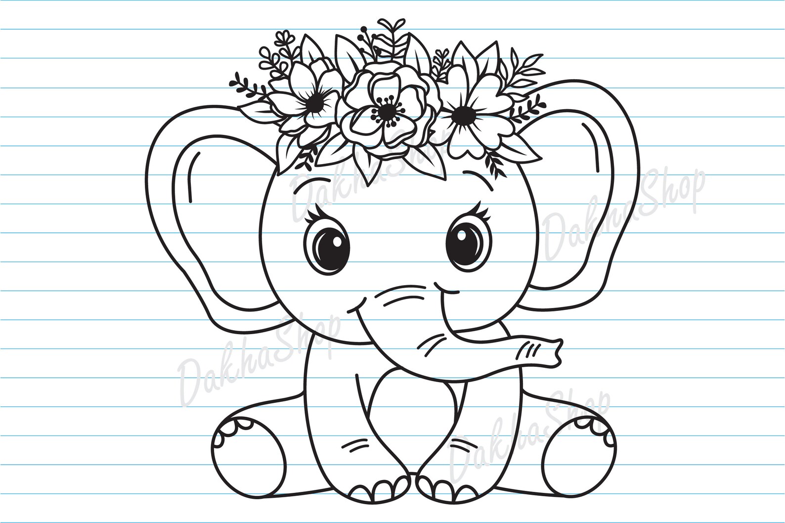 Elephant Svg Files Baby Elephant With Flower Svg Elephant - Etsy