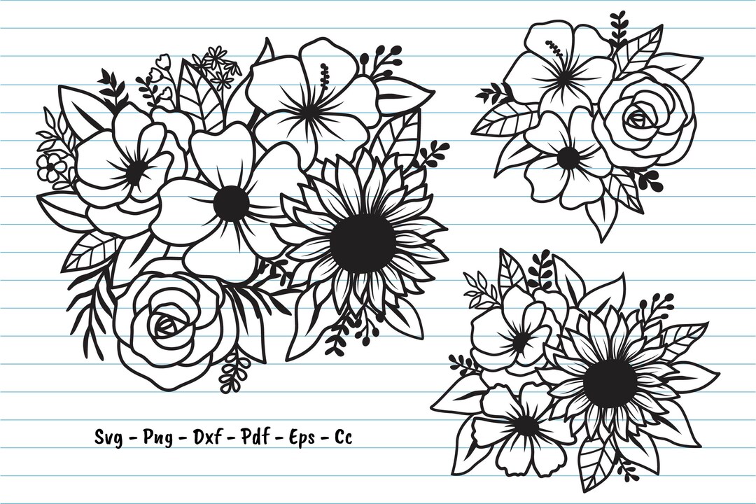 Flowers Svg Files, Floral Svg Files, Flower Svg, Flower Border Svg ...