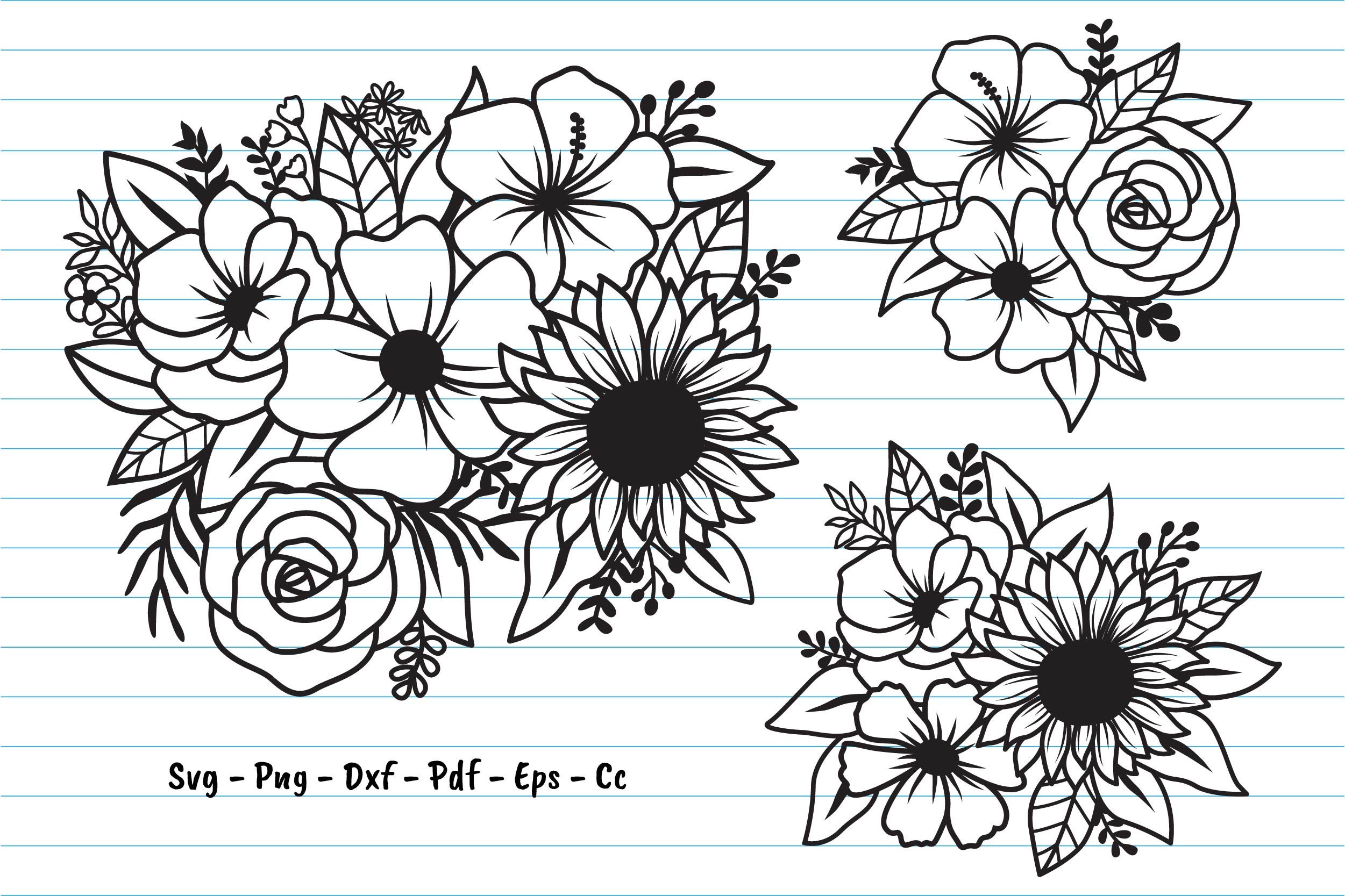 Flowers Svg Files, Floral Svg Files, Flower Svg, Flower Border Svg ...