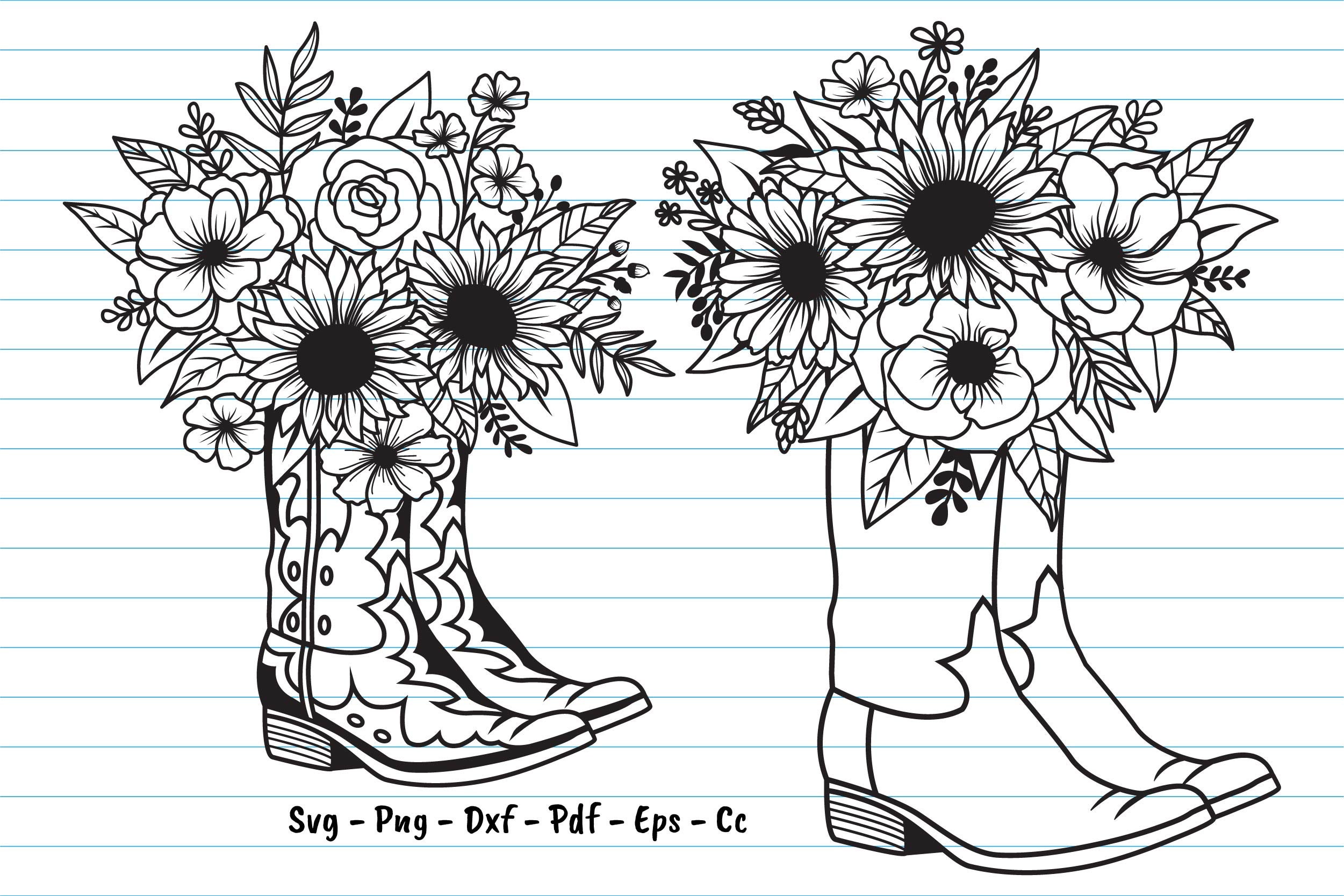 Cowboy Boots With Flower Svg Cowboy Boots Svg Flower Svg Cut - Etsy