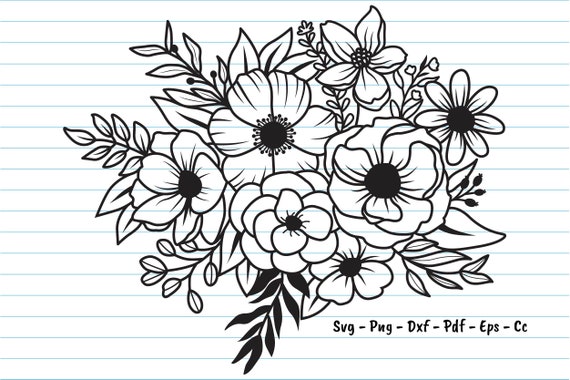 Flower Svg Files Flower Bouquet Svg Flower Decoration - Etsy