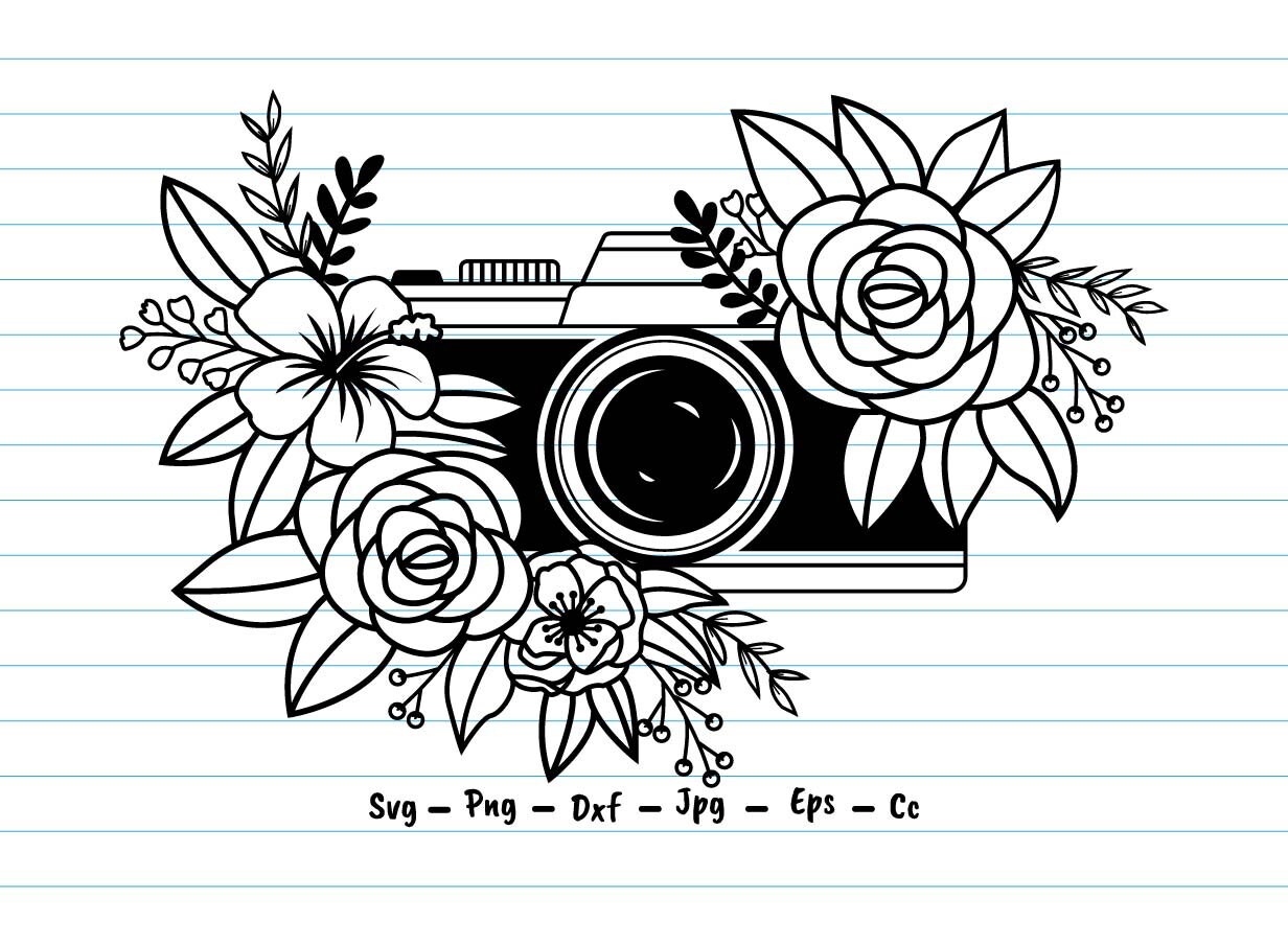 Camera Svg Files Camera Flowers Svg Flower svg Photo | Etsy