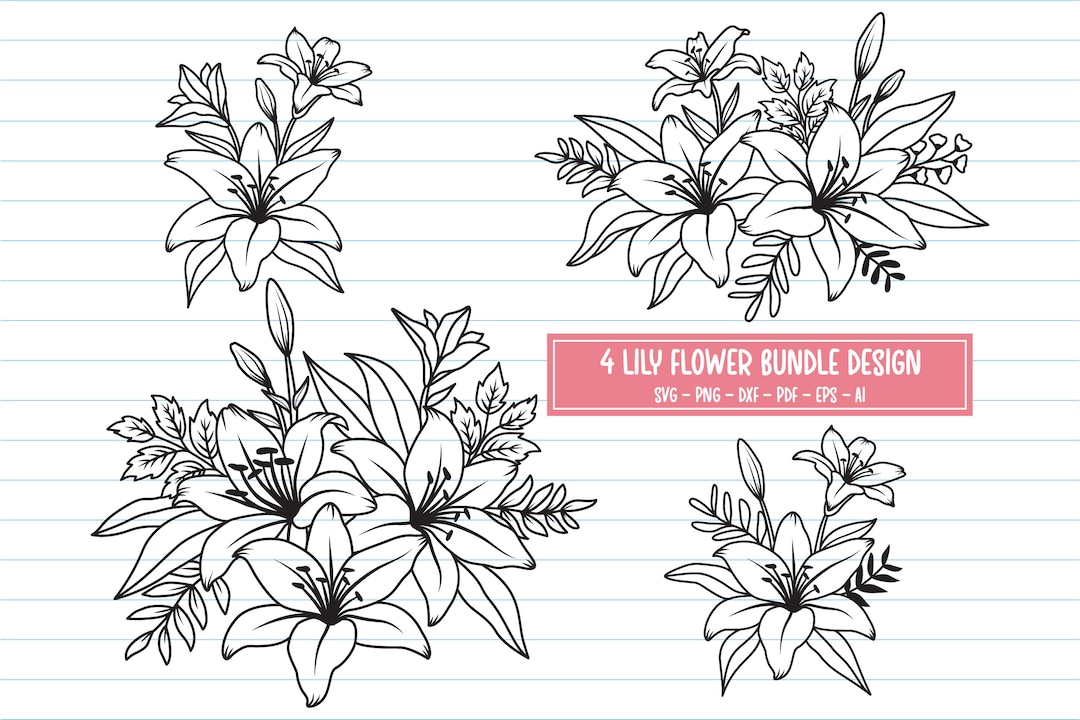 Lily Flower Svg, Lily Svg Bundle, Lily Svg, Lily Bouquet Svg, Flower ...
