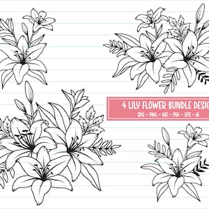 Lily Flower Svg, Lily Svg Bundle, Lily Svg, Lily Bouquet Svg, Flower ...