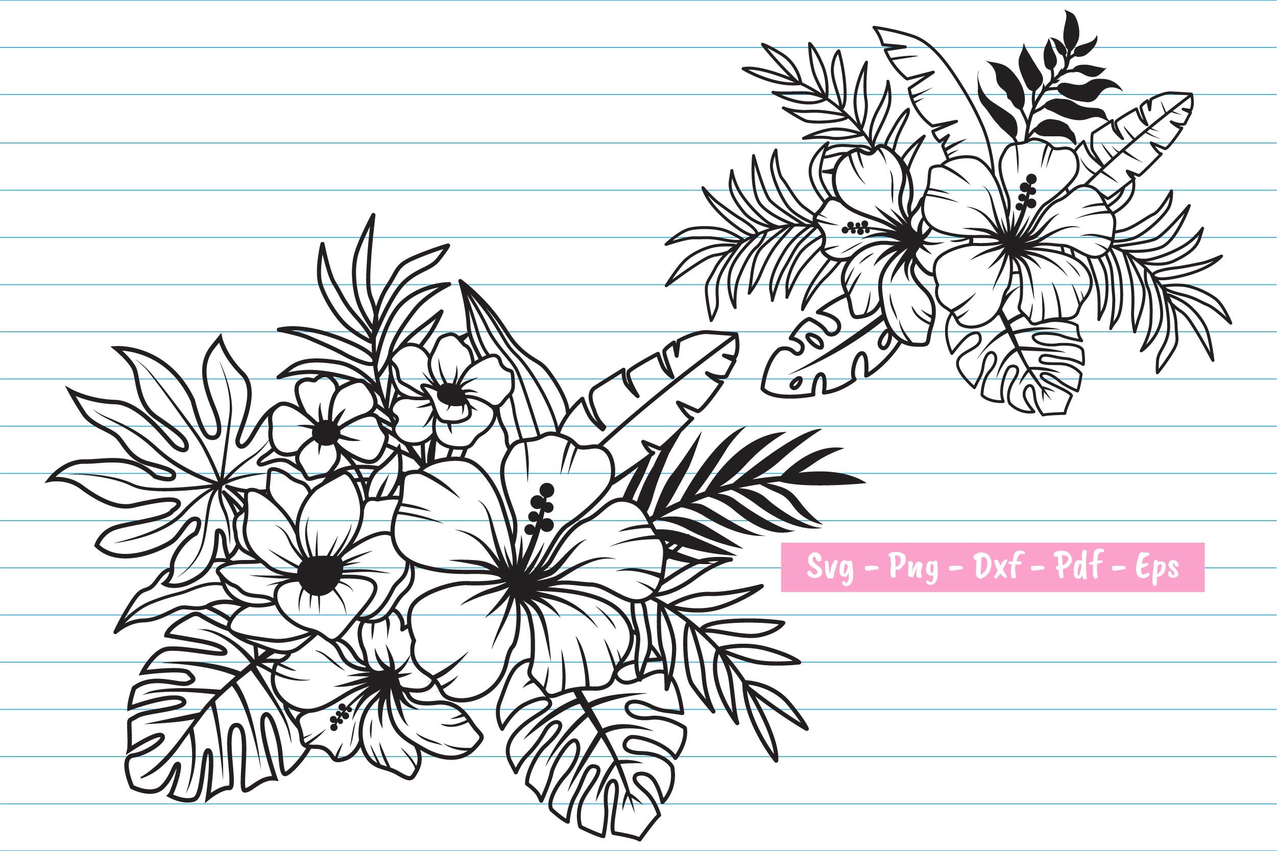 Tropical Flower Svg Hibiscus Svg Bundle Flower Svg Tropical | Etsy