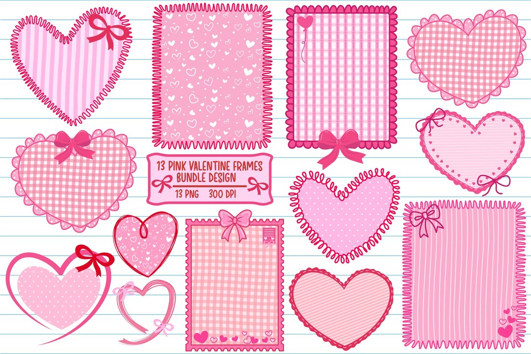 Valentine Frame Png, Hand Drawn Coquette Valentine Heart Frame PNG ...