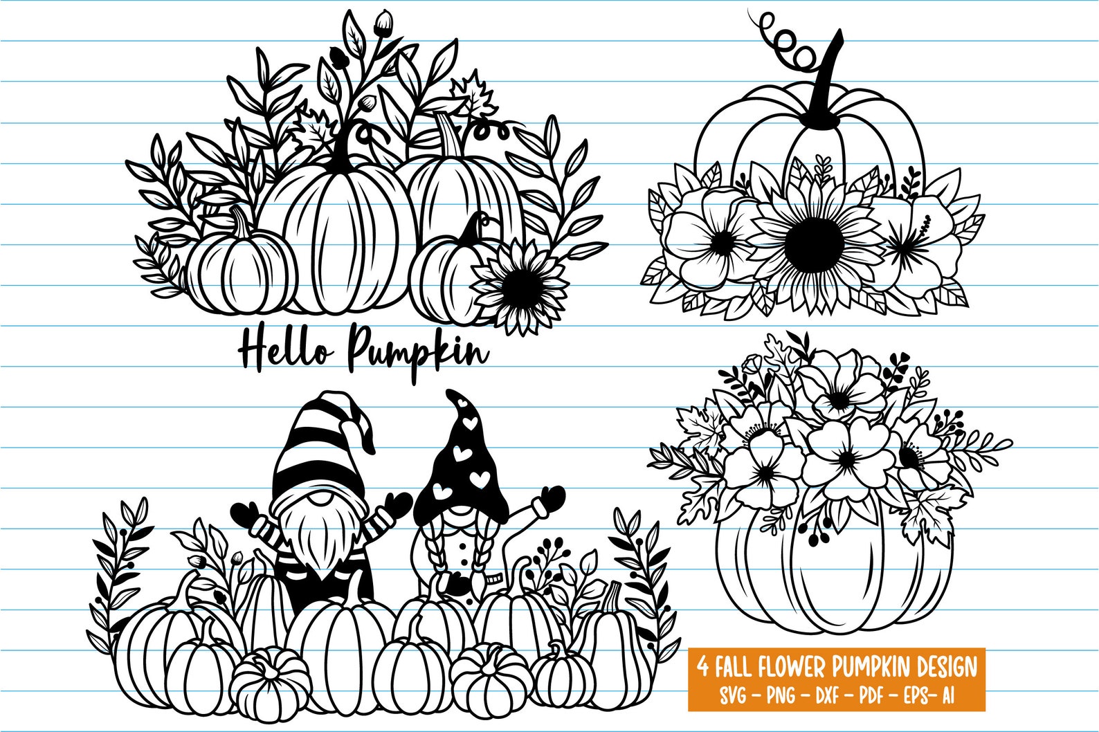 Fall Svg Bundle Flower Pumpkin Svg Fall Pumpkin Svg Gnome - Etsy