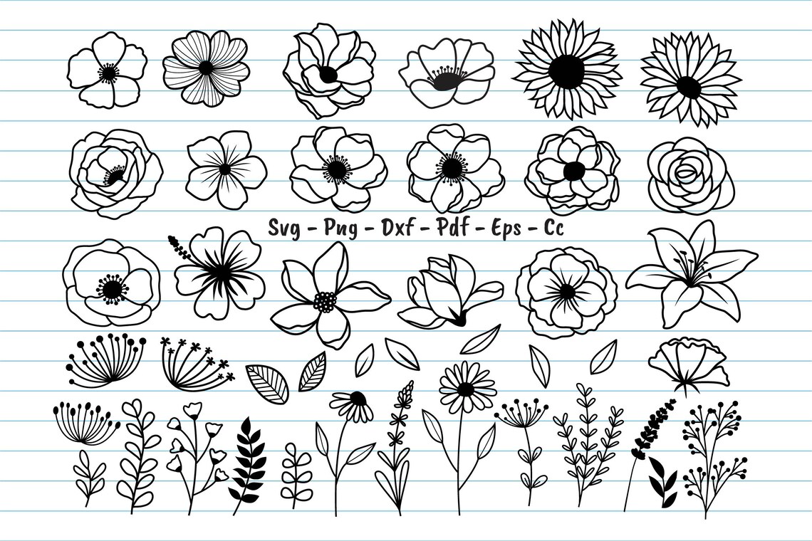 42 Flower Svg Flower Bundle Svg Wildflower Svg Flowers and - Etsy