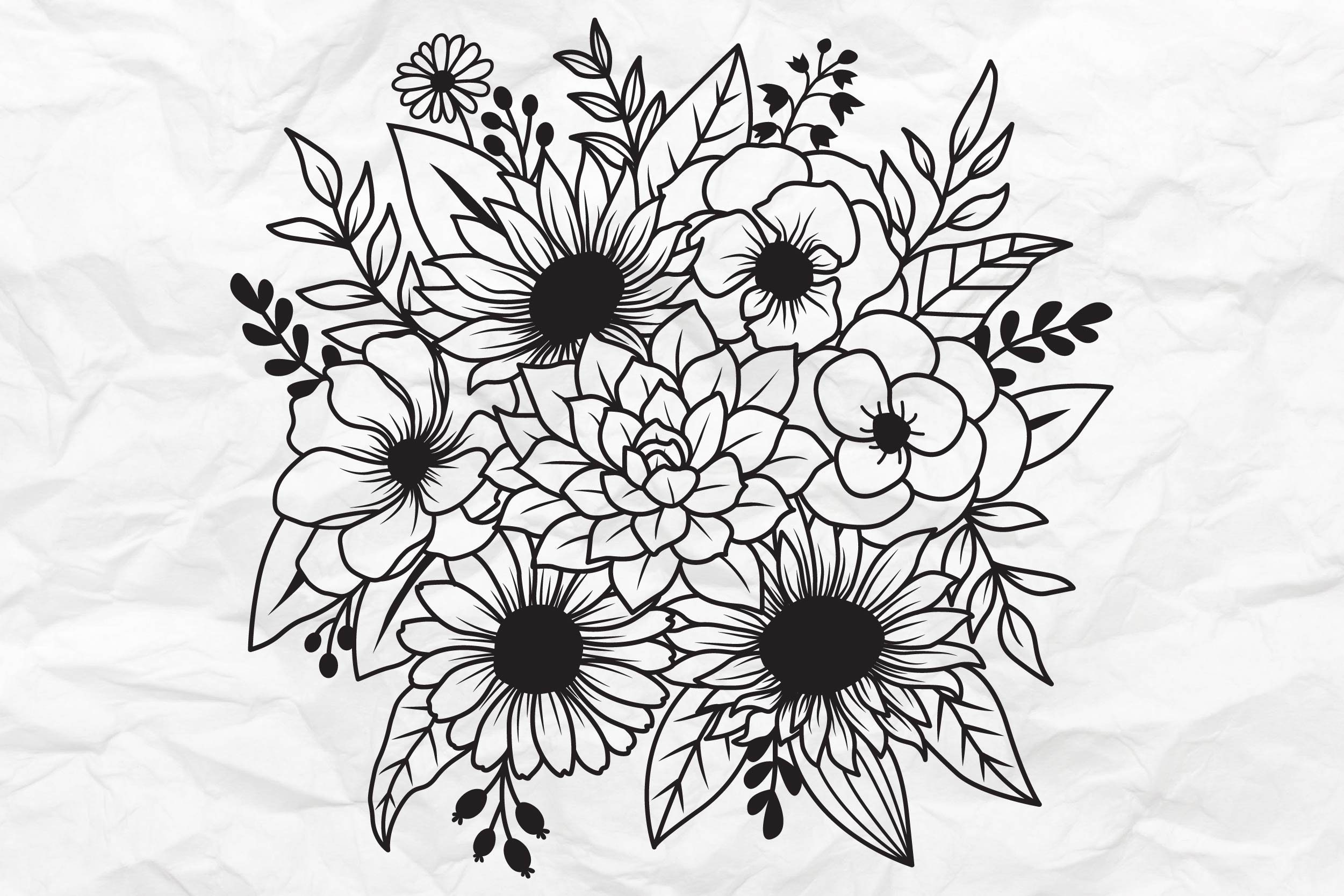Flower Svg, Flower Bouquet Svg, Flower Svg Cut Files,floral Bouquet ...