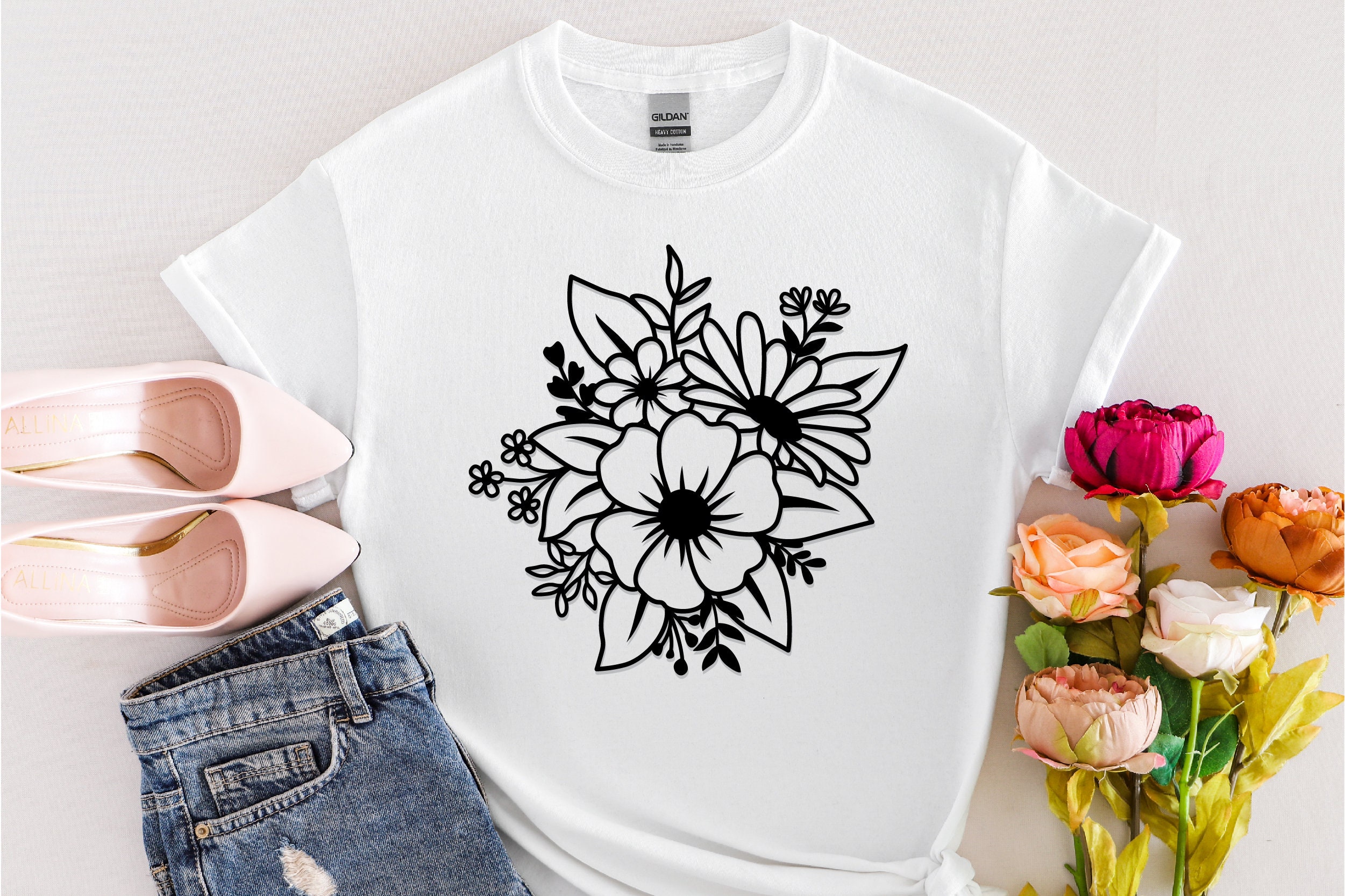 5 Flower Svg, Flower Bundle Svg, Flower Bouquet Svg, Flower Decoration ...