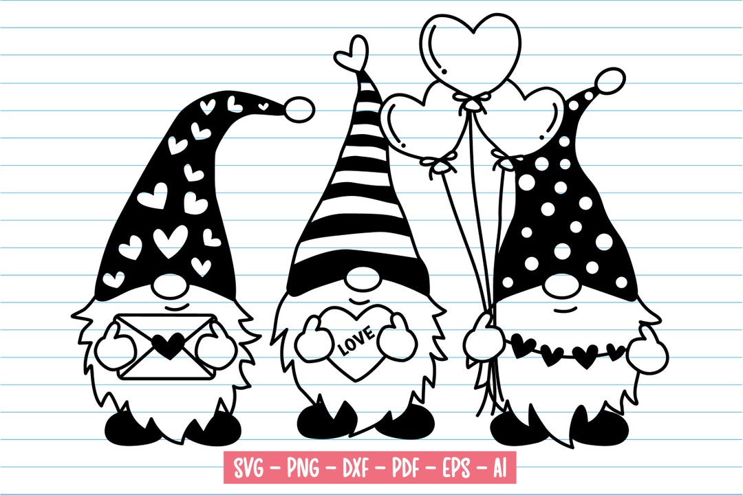 Valentine Gnome Svg, Gnome Svg, Valentines Day Svg, Gnome Love Svg ...
