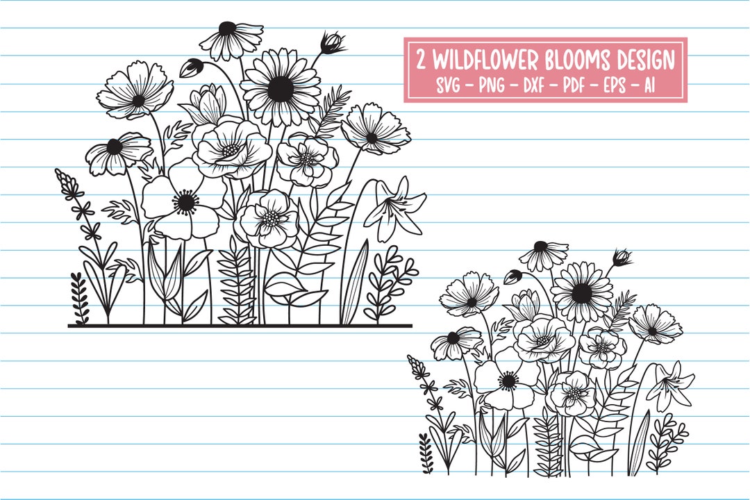 Flower Svg, Wildflower Border Svg, Wild Flower Svg, Floral Svg Cut ...