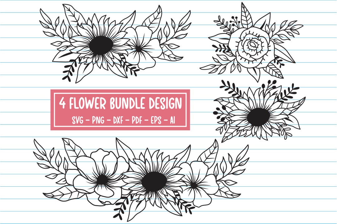 Flower Svg Bundle, Flowers Svg, Flower Svg, Floral Svg, Flower Border ...
