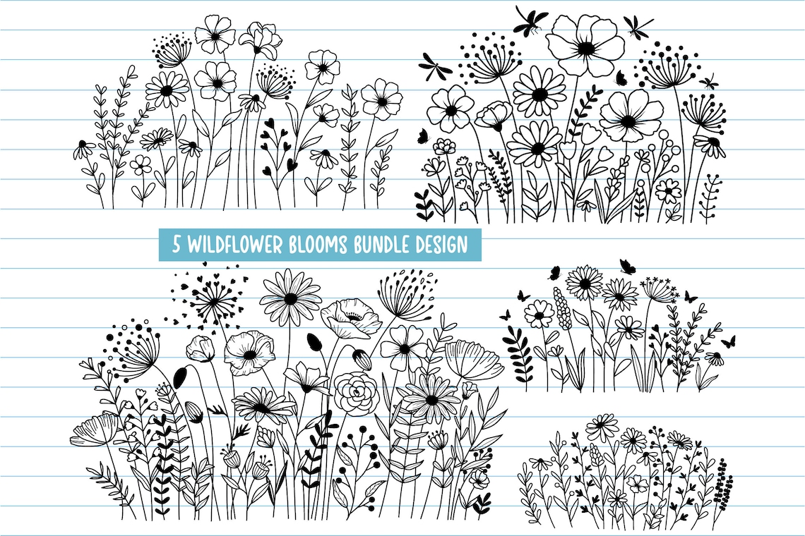 5 Wildflower Svg Bundle Wildflower Svg Files Flower Svg - Etsy