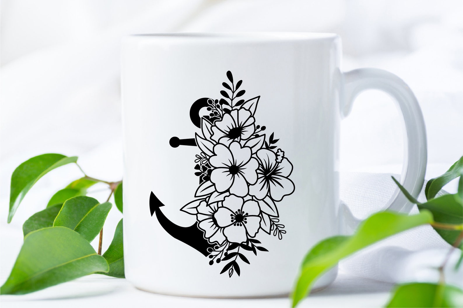 Flower Anchor Svg, Ancher With Flowers, Flower Svg, Floral Anchor SVG ...