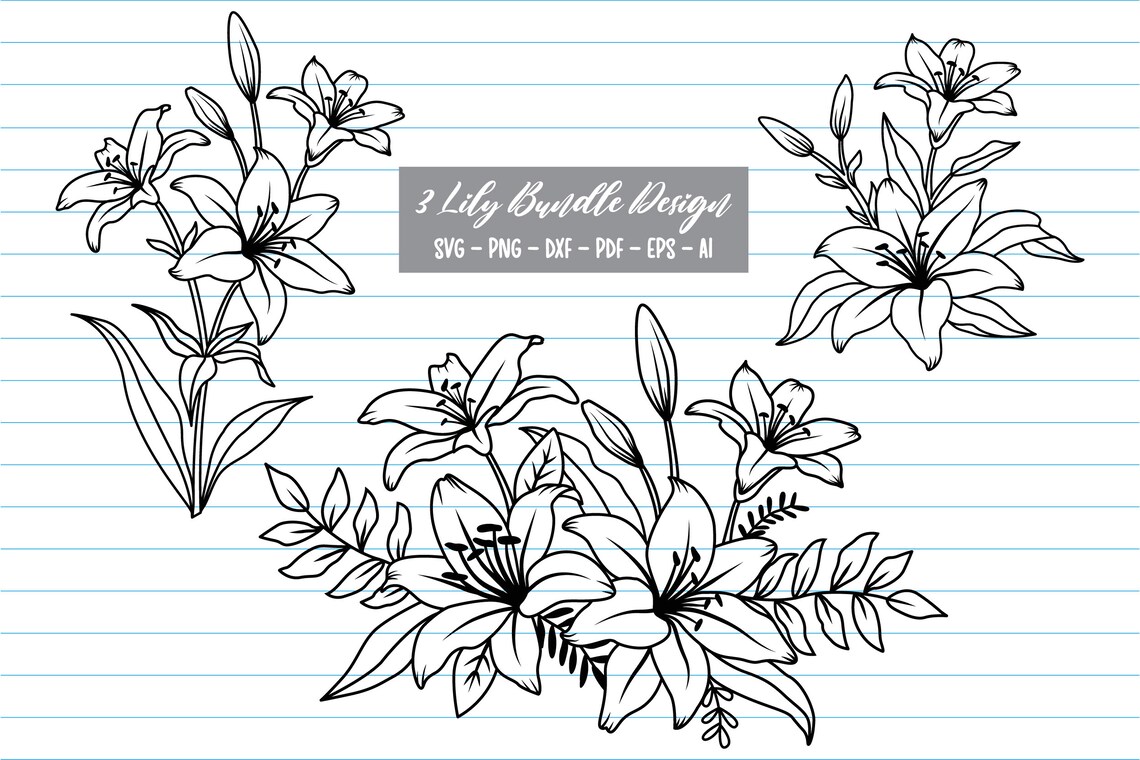 Flower Svg Bundle Flower Svg Lily Svg Lily Svg Bundle - Etsy