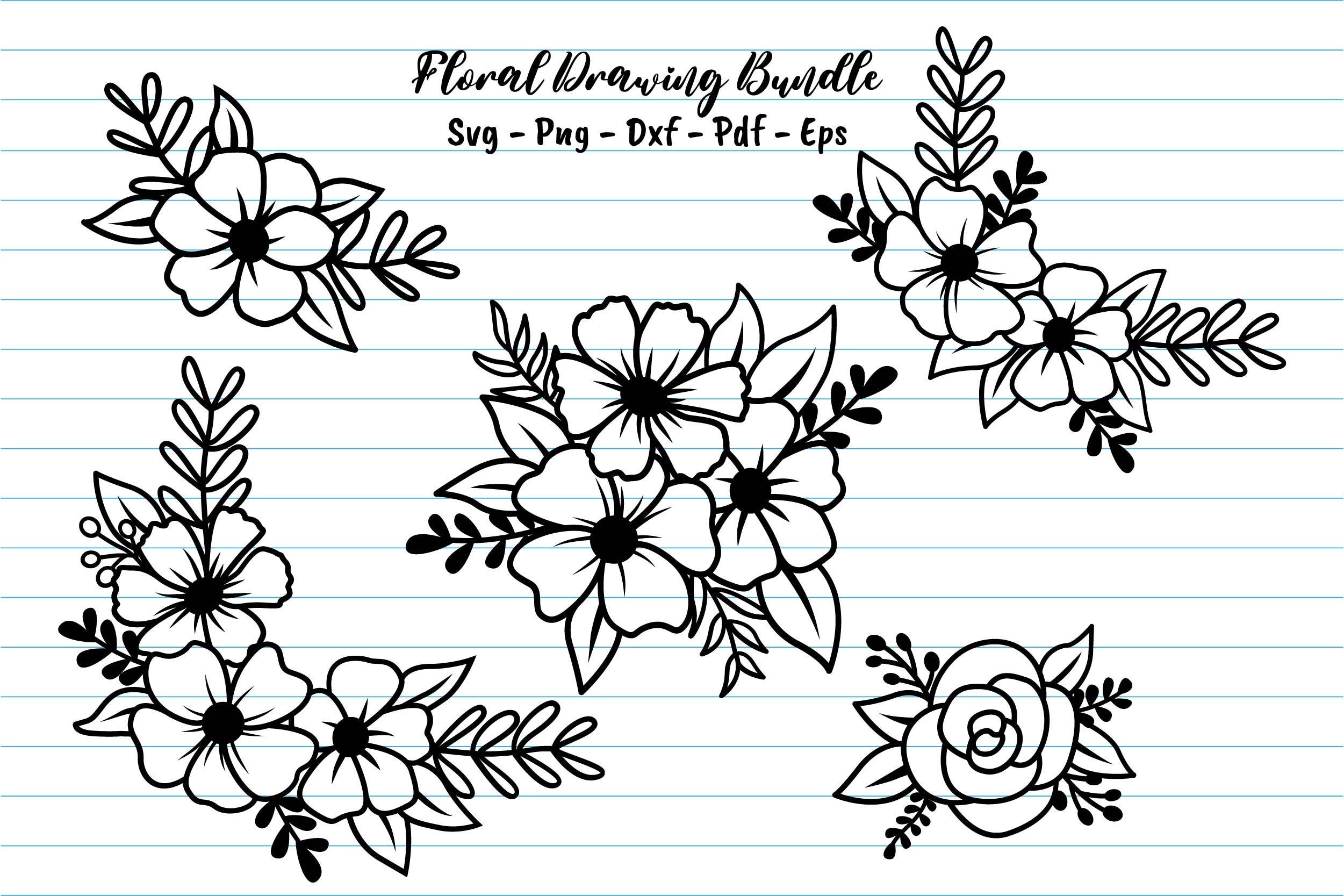 Flower Svg Files, Floral Svg, Flower Svg Bundle, Flower Border Svg ...