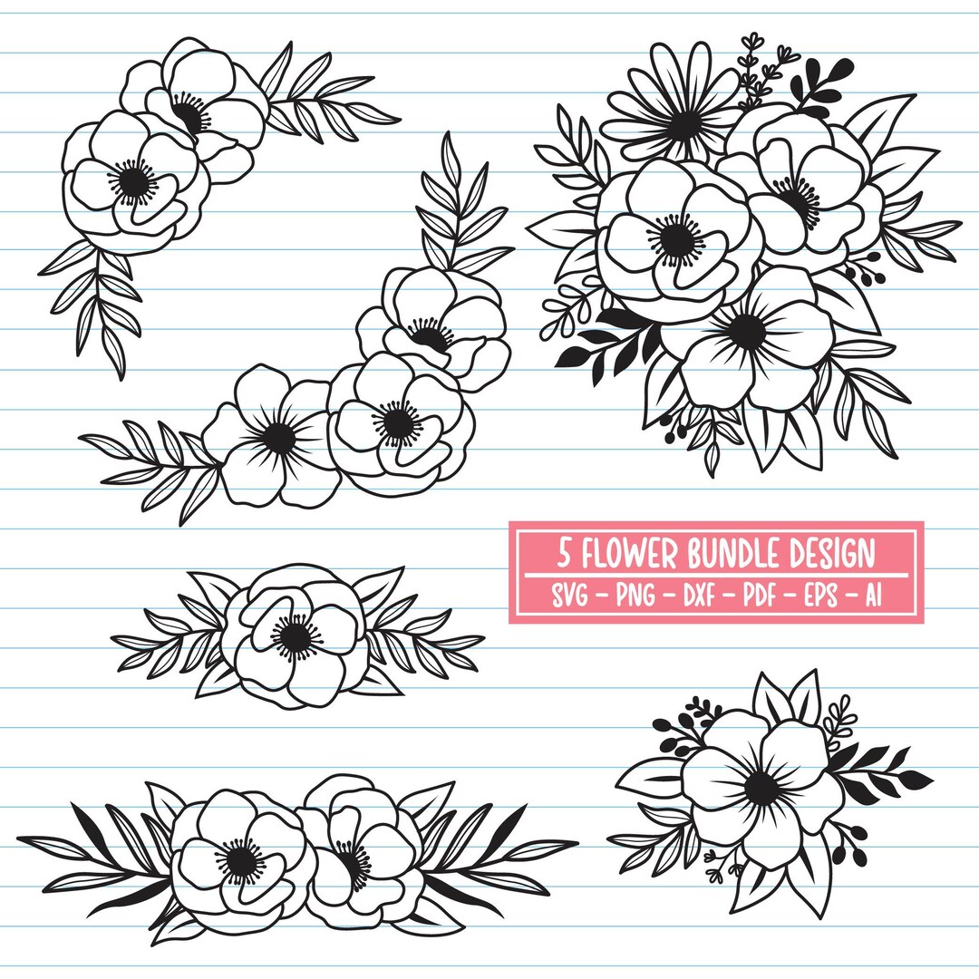 Flower Svg Files, Flower Bundle Svg, Floral Svg, Flower Svg Cut Files ...