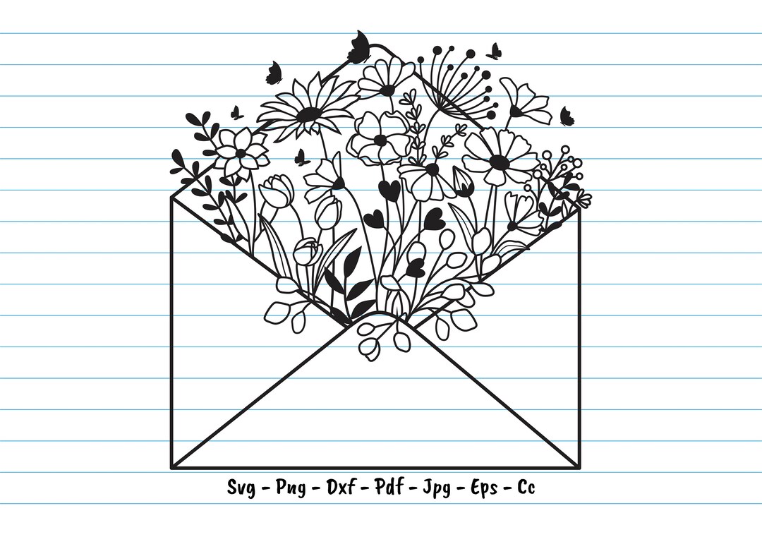 Wildflower Envelope Svg, Flower Svg, Wildflower Svg, Flower Envelope ...