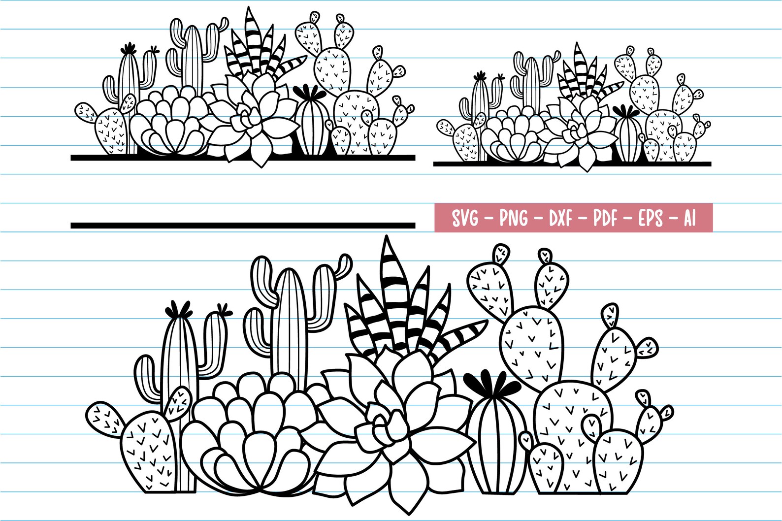 Cactus Svg, Cactus Svg Bundle, Cactus Border Svg, Succulent Svg, Plant ...