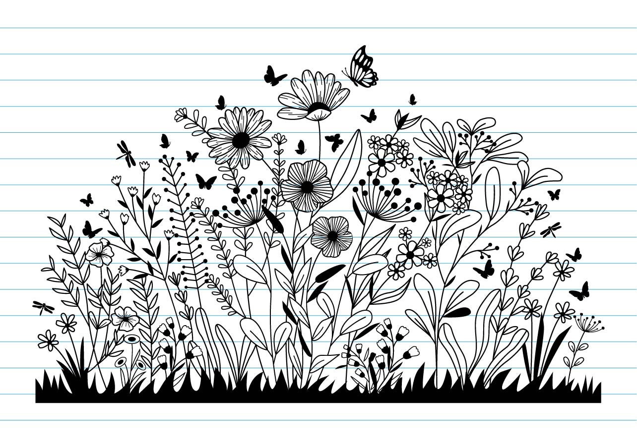 Flower Svg, Wildflower Svg Files, Flower Decoration, Flower, Butterfly ...