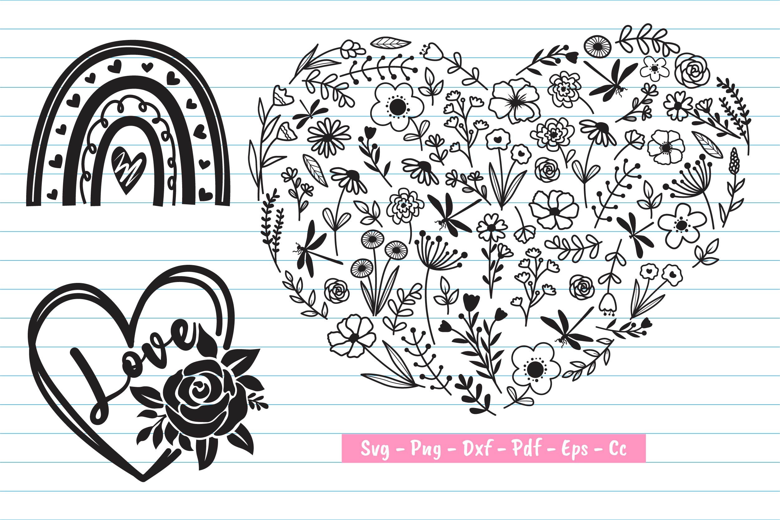 Flower Heart Svg Flower Svg Heart With Flower Svg Love Svg - Etsy