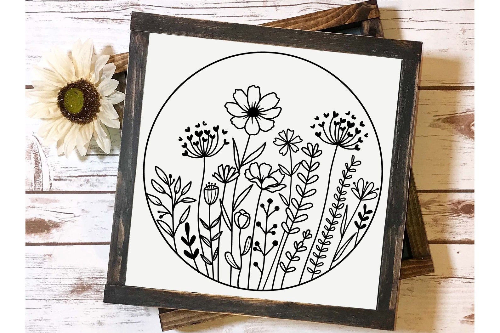 Flower Svg Files Flower Frame Svg Floral Frame Bundle - Etsy