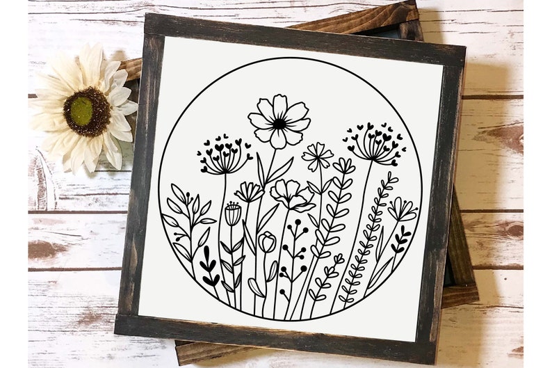 Flower Svg Files, Flower Frame Svg, Floral Frame Bundle Design, Flower ...