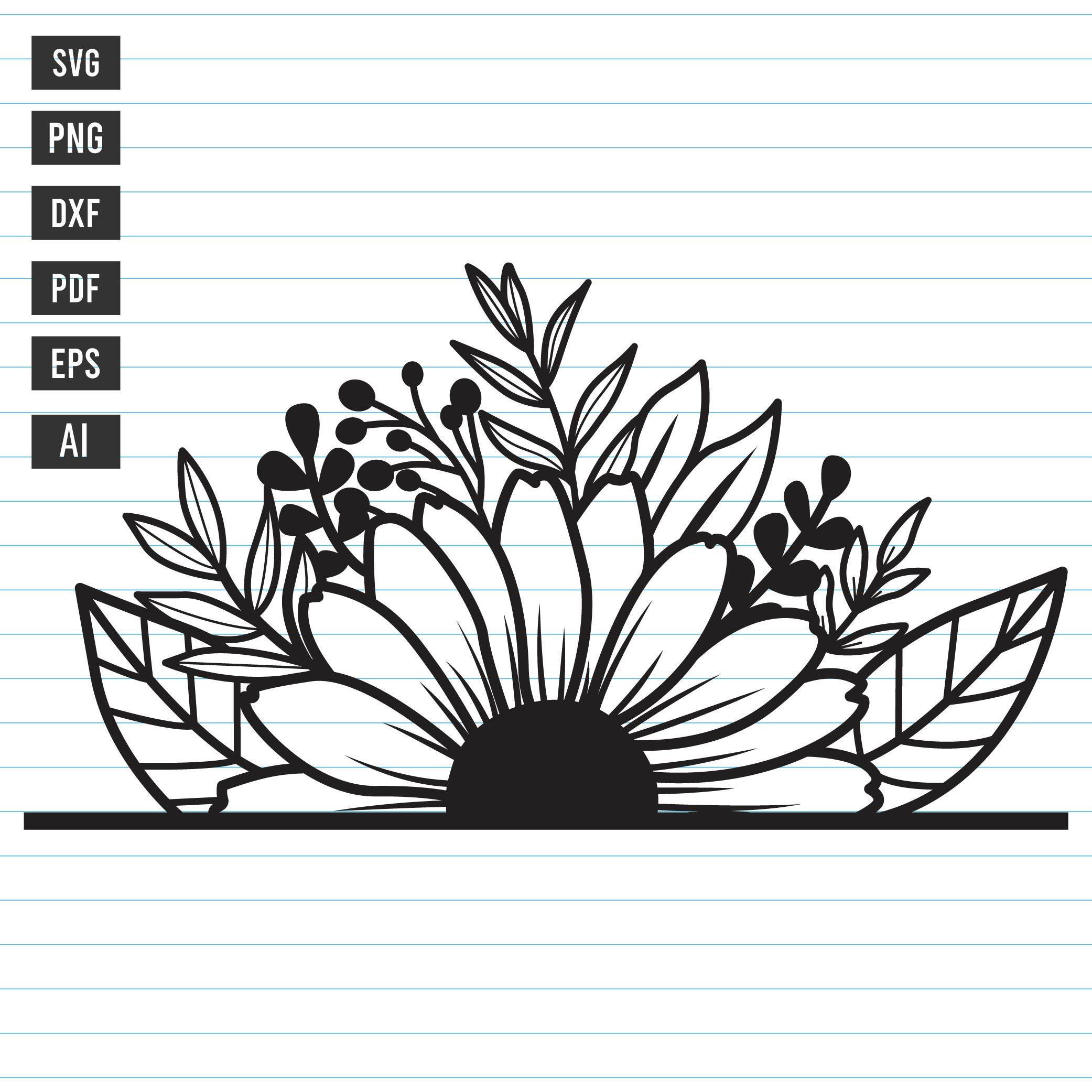 Daisy Svg, Flower Border Svg, Flower Svg, Flower Split Monogram Svg ...