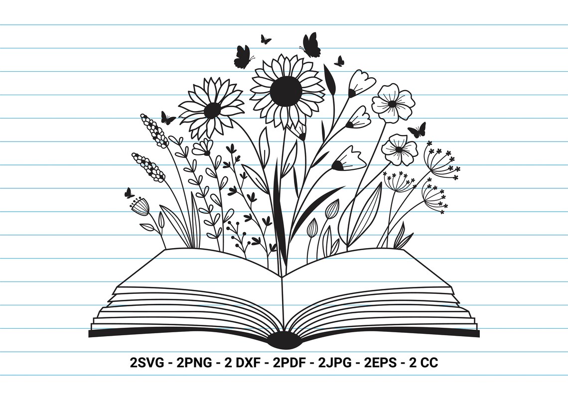Flower Book Svg Book With Flower Book Lover Svg Wildflower - Etsy